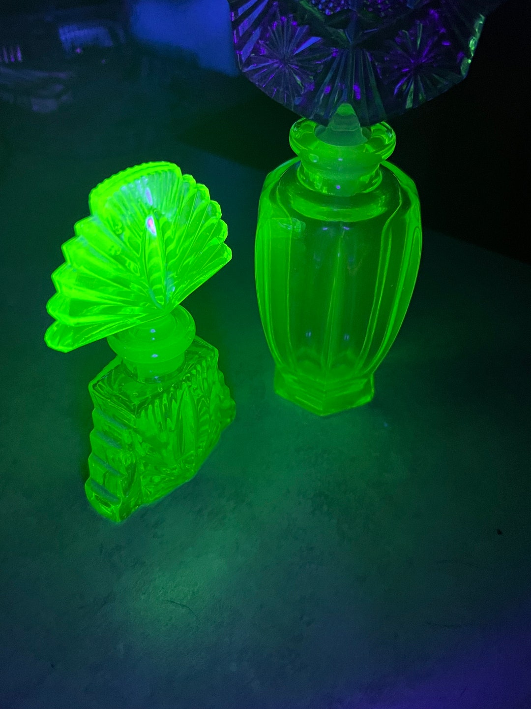Rare Antique Vaseline Perfume Glass Bottles Uranium Vintage 1900s Art ...