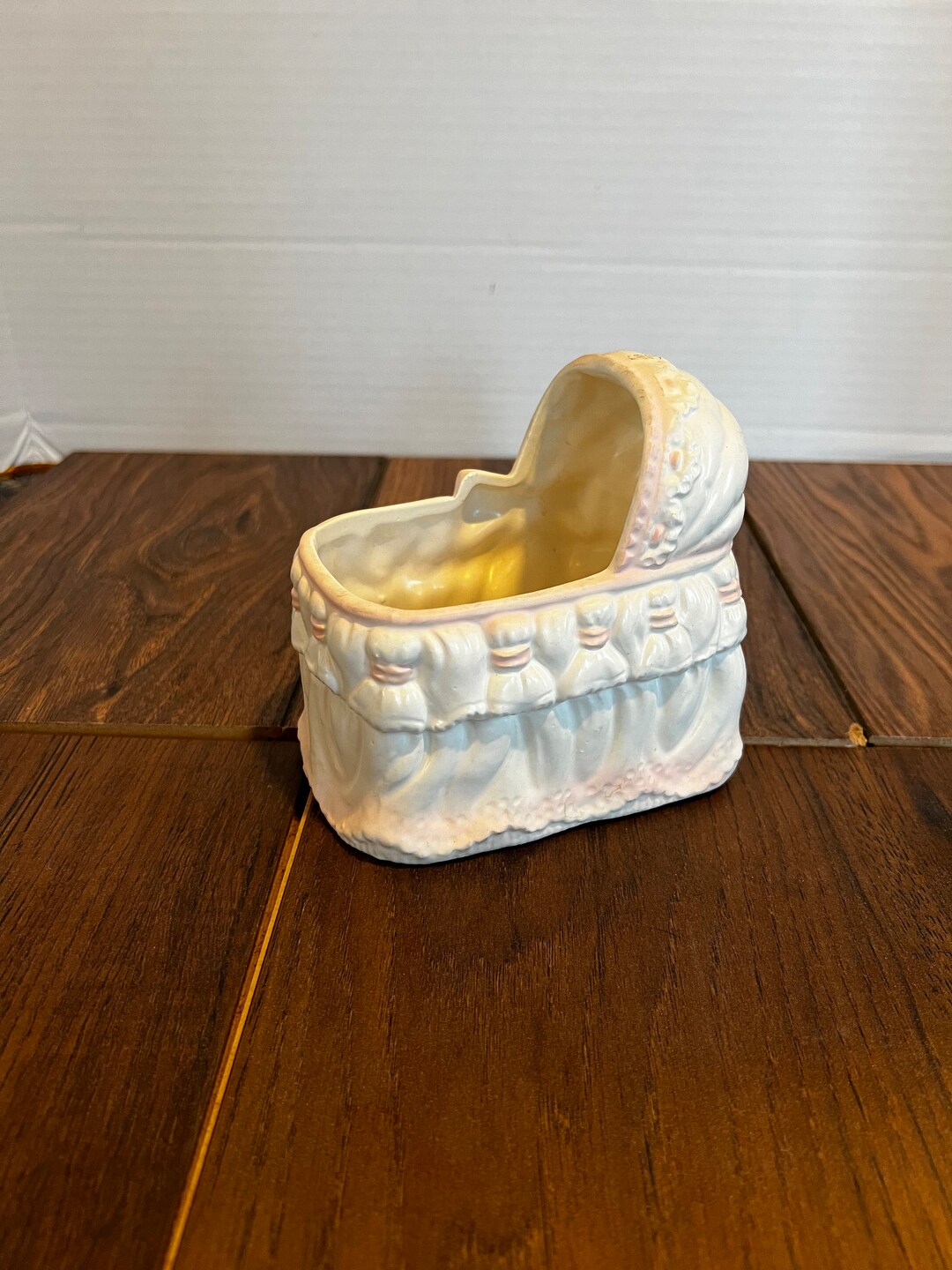 Vintage Baby Carriage Bassinet Planter Vase Pink Blue Rubens of Japan ...