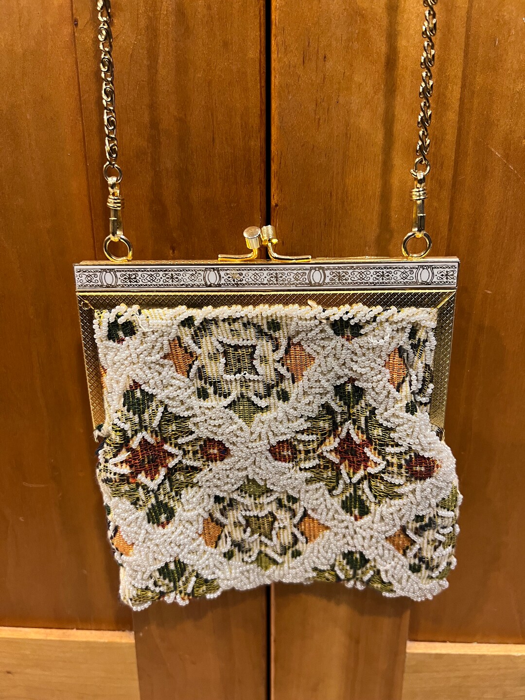 Vintage R.N. Glass Bead Tapestry Purse Made in Hong Kong Shoulder Bag ...