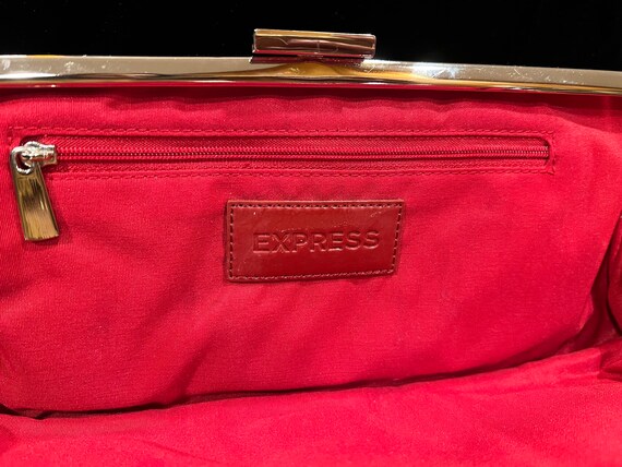 Express Red & Gold Clutch Purse, Red Bag With Gold Ac… - Gem