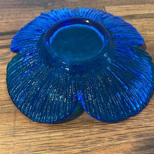 Vintage Blenko Blue Glass Flower Bowl MCM Petal-shaped Centerpiece ...