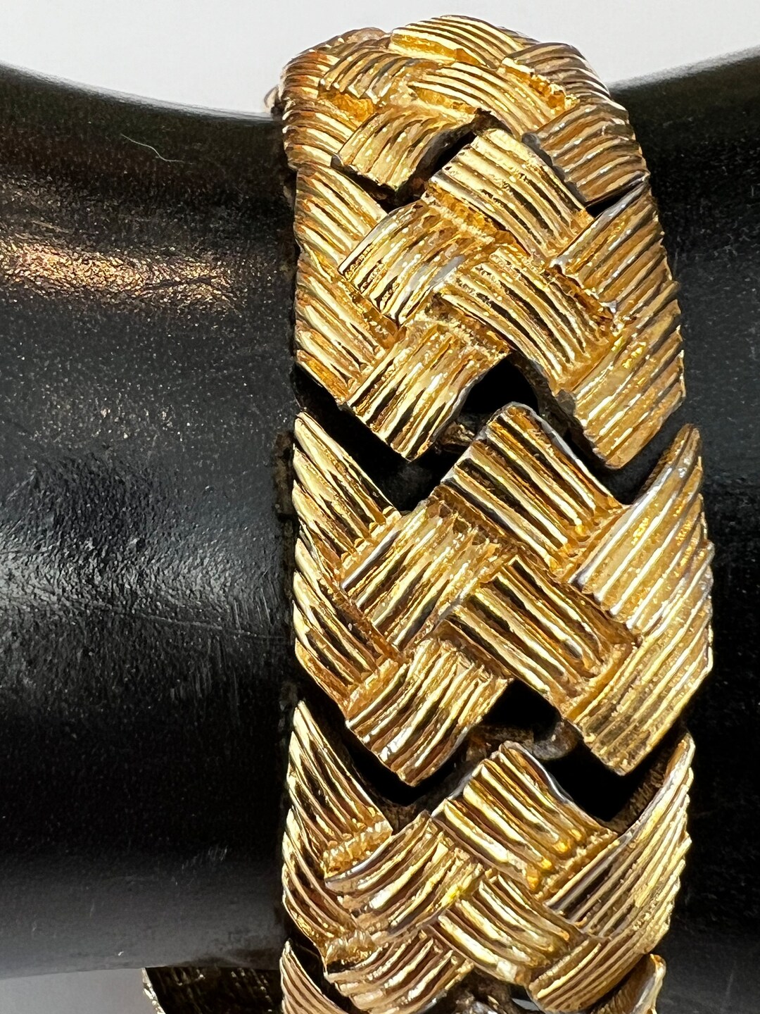 Vintage Napier Gold Tone Bracelet Old Hollywood Zig Zag Basket Weave ...