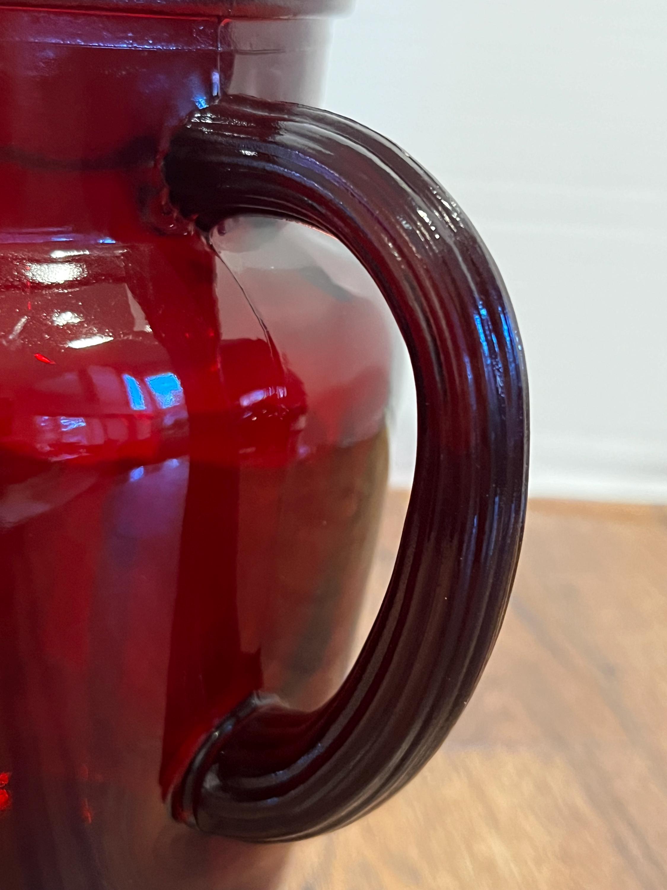 Vintage Anchor Hocking Royal Ruby Red Glass Pitcher Mid-century Art ...