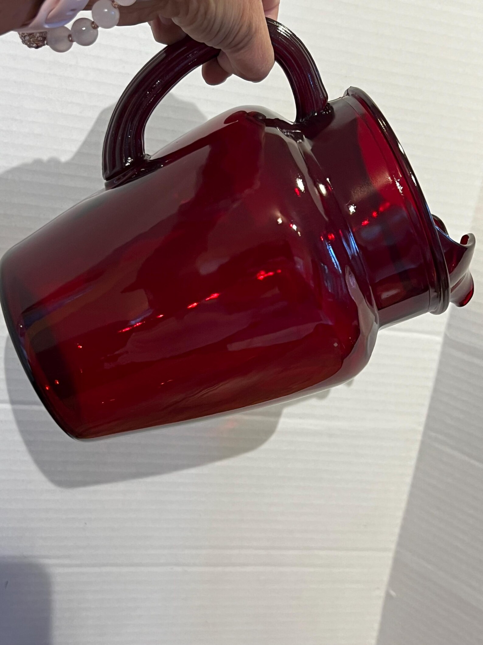 Vintage Anchor Hocking Royal Ruby Red Glass Pitcher Mid-century Art ...