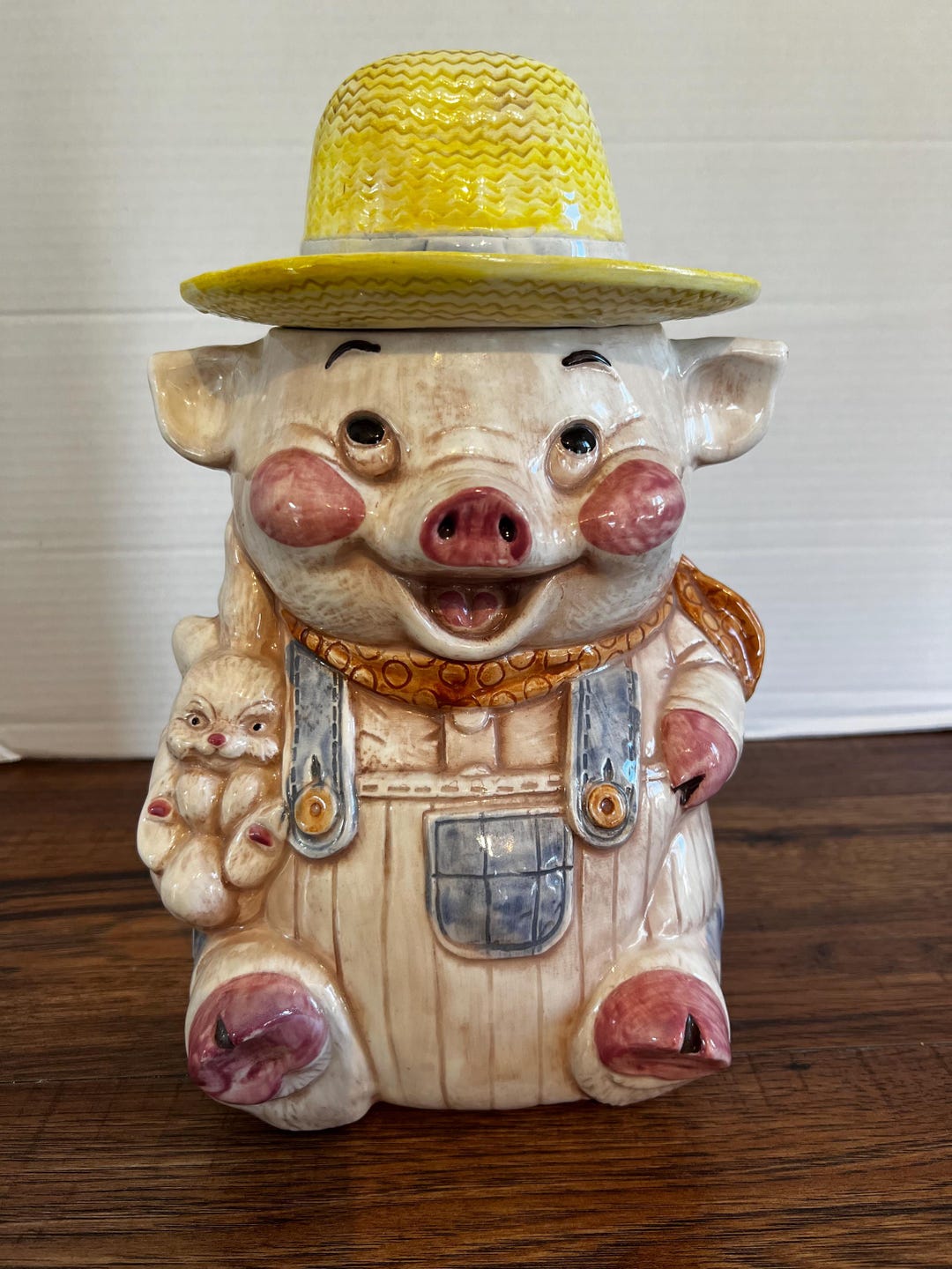 Vintage Treasure Craft Farmer Pig Cookie Jar: USA Retro Kitchen Decor ...