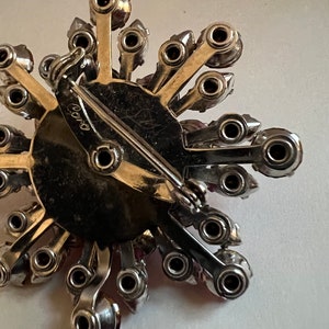 Vintage Pink Coro Round Layered Flower Rhinestone Brooch Pin Prong Set ...