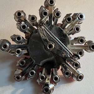 Vintage Pink Coro Round Layered Flower Rhinestone Brooch Pin Prong Set ...