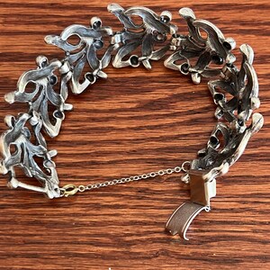 Tortolani Silver Tone Floral Link Wide Bracelet: Exquisite 8" Textured ...