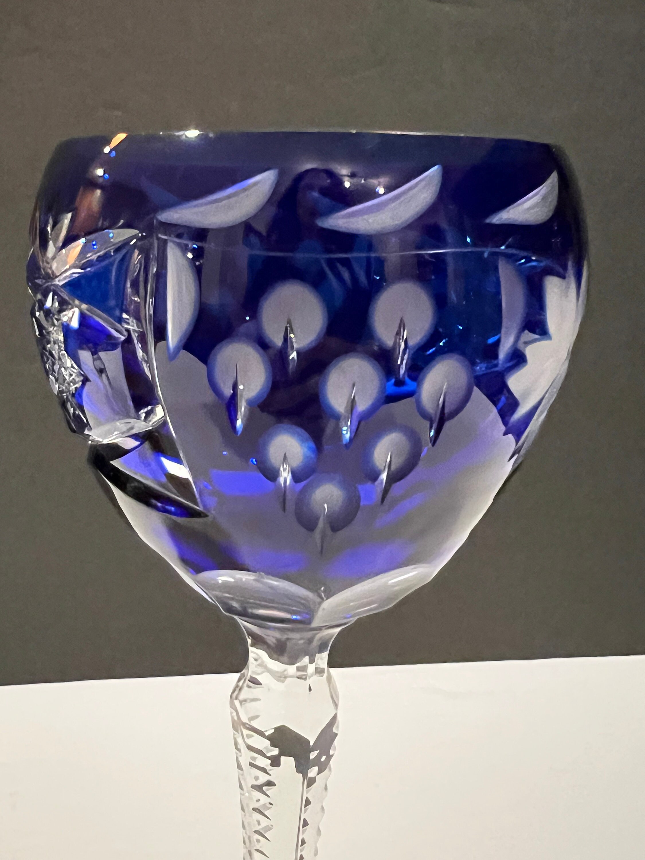 Vintage Cut to Color Colbalt Blue Sherry Crystal Wine Glasses - Etsy