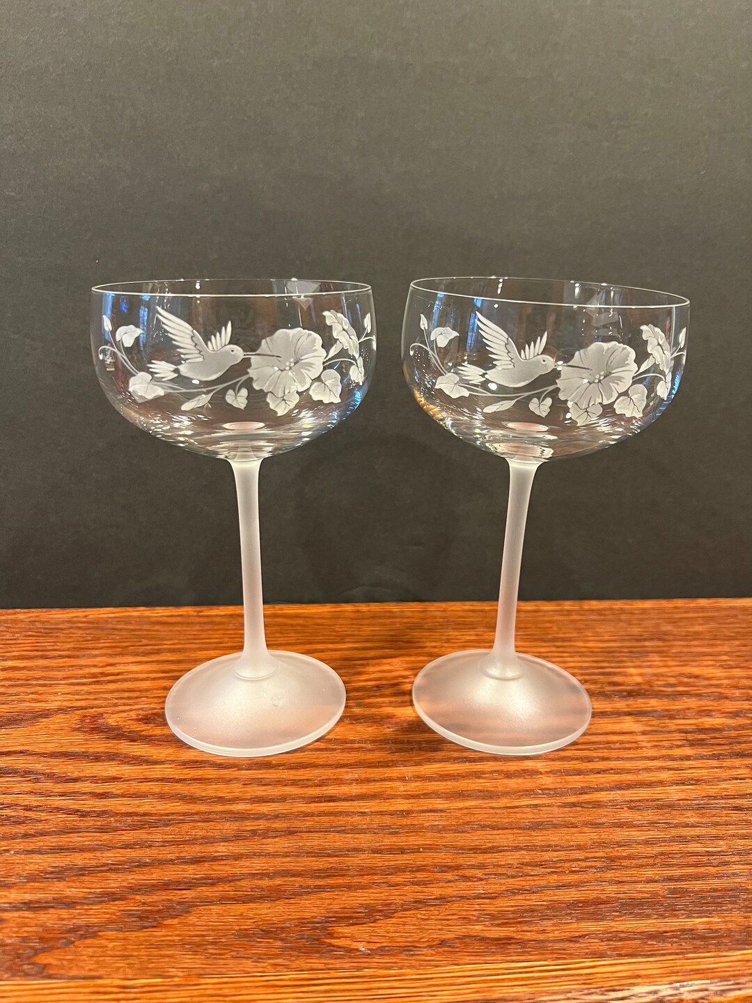 2 Hummingbird Lead Crystal Champagne Stemware by Avon Wine Toasting ...