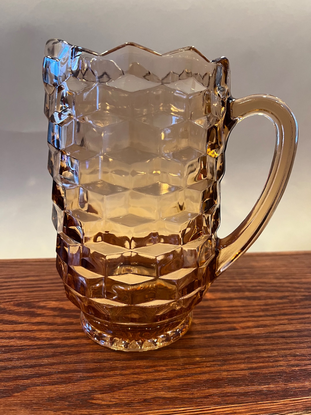 Vintage Indiana Tiara Glass Pink Pitcher Colony Whitehall Cubist Design ...