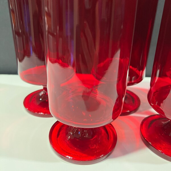 Vintage Red Drinking Glass - Etsy