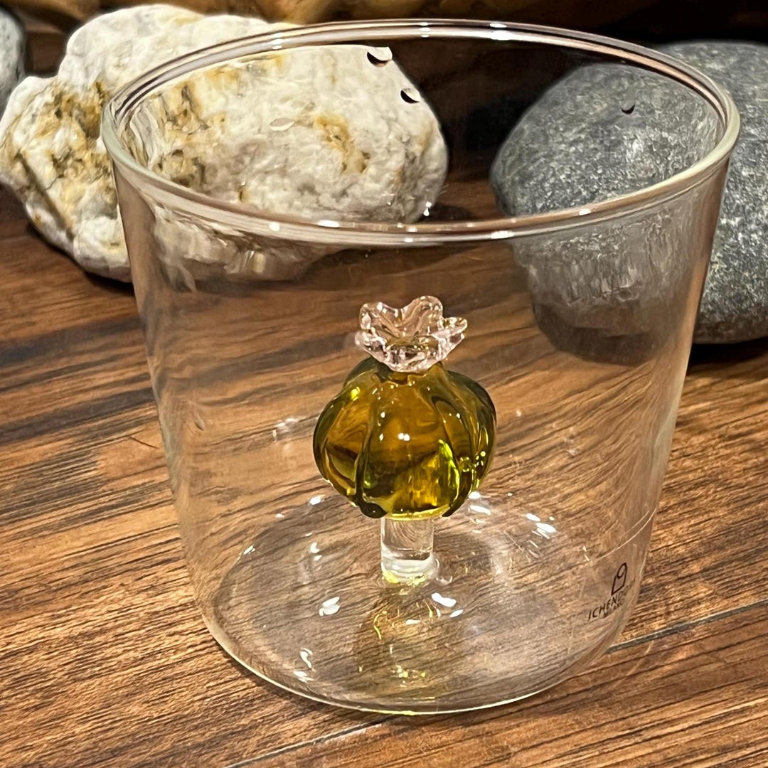 Vintage Anthropology Hand-blown Cactus Flower Lowball Glass 3D Cactus ...
