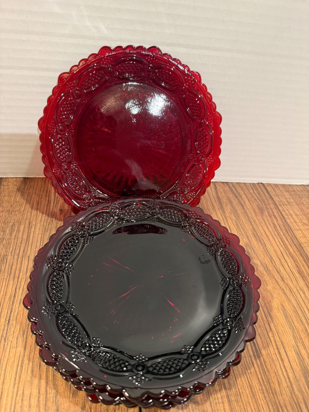 Vintage Avon Cape Cod Ruby Red Pie Plate - 7" Scalloped Edge Server ...