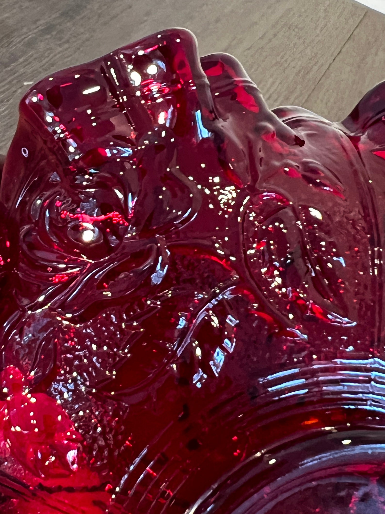 Vintage 1997 Fenton Ruby Red Art Glass Basket With Ruffle Rim & Rose ...