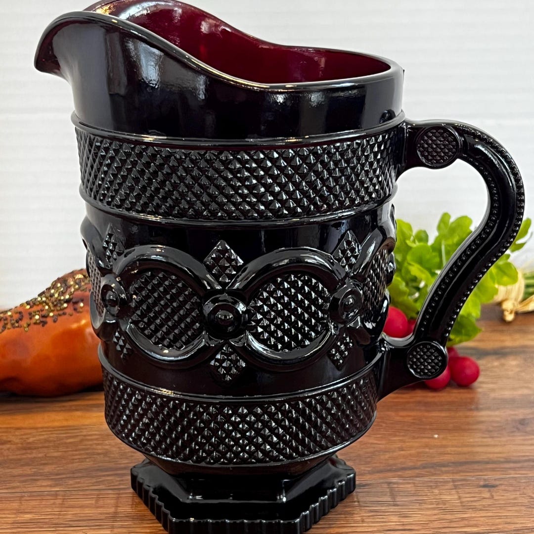 Avon 1876 Cape Cod Ruby Red Glass Pitcher – Footed Pedestal, 46 Oz ...