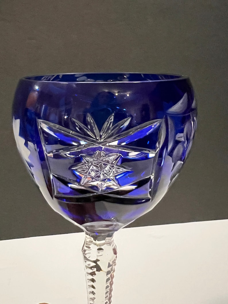 Vintage Cut to Color Colbalt Blue Sherry Crystal Wine Glasses - Etsy