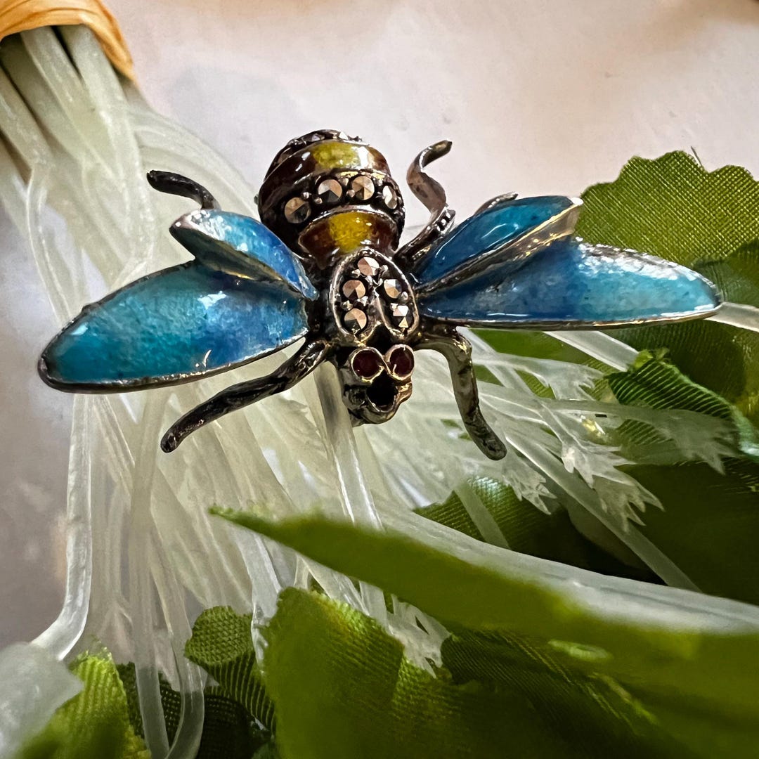 Vintage Sterling Silver Blue Bee Brooch | Alice Caviness Germany ...