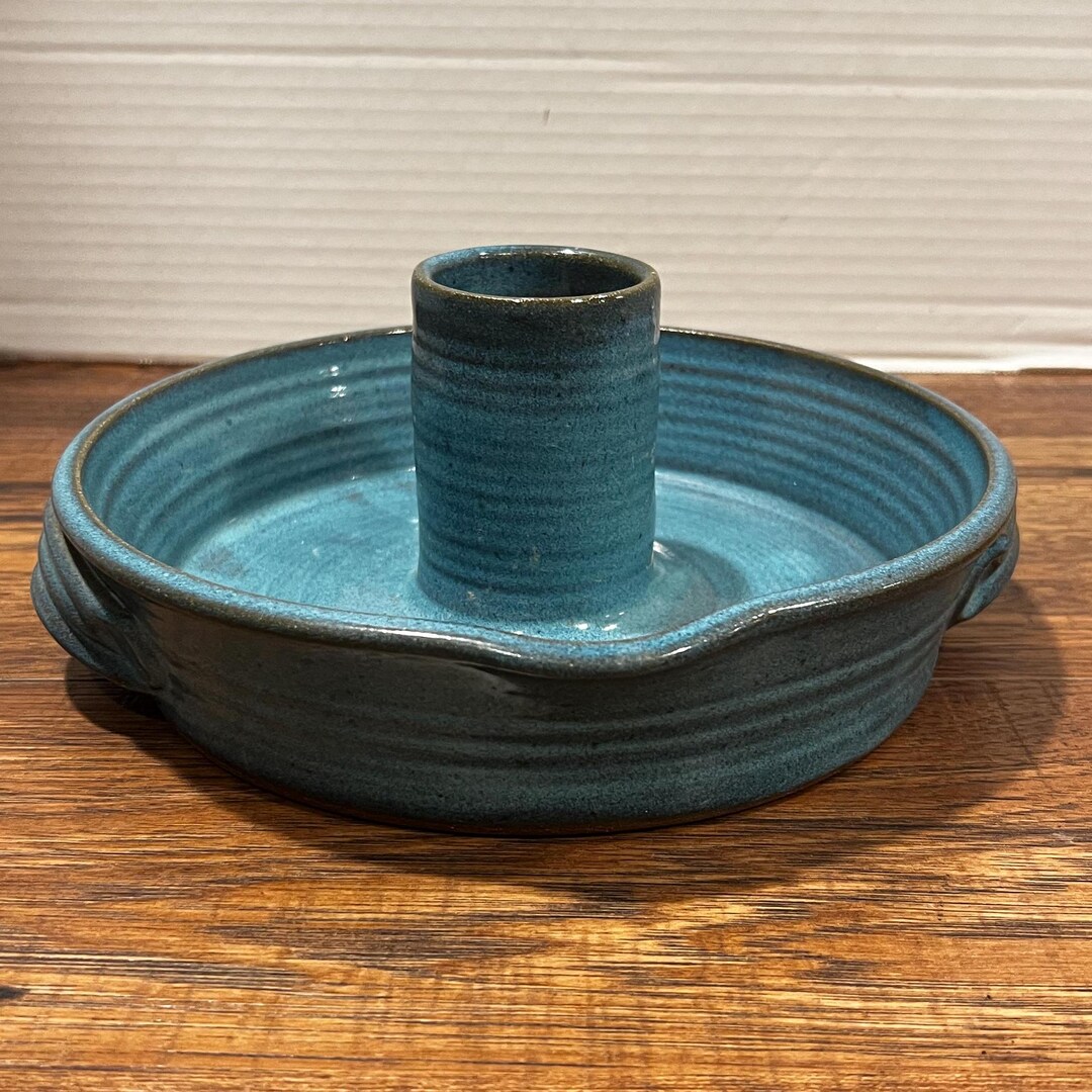 Tumbleweed Pottery Tipsy Beer Can Chicken Cooker | Handmade Blue ...