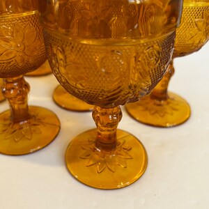 Vintage Amber Decanter & Glass Set Tiara Sandwich Sunflower Pattern ...