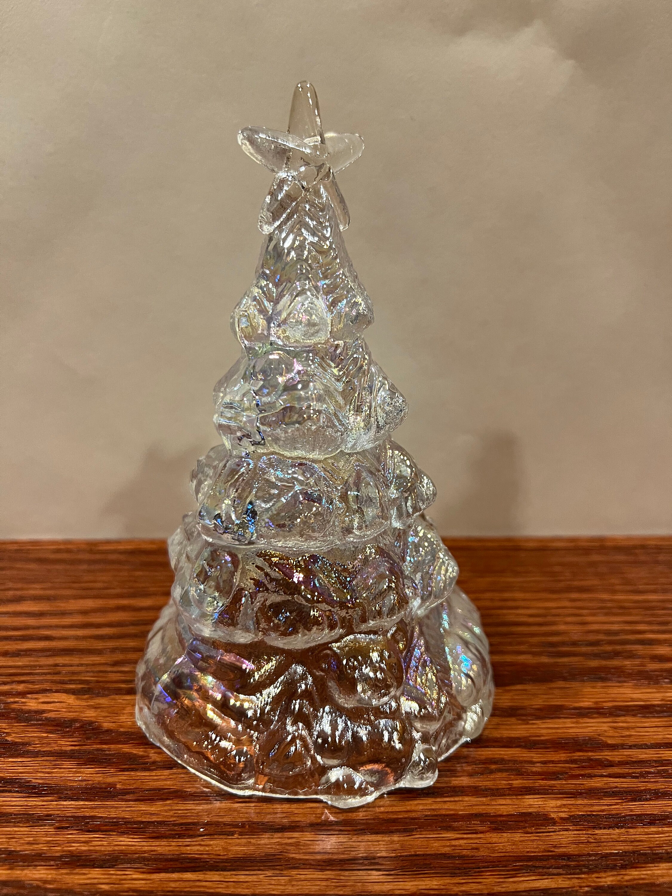 Vintage Carnival Glass Clear Glass Iridescent Christmas Tree With ...
