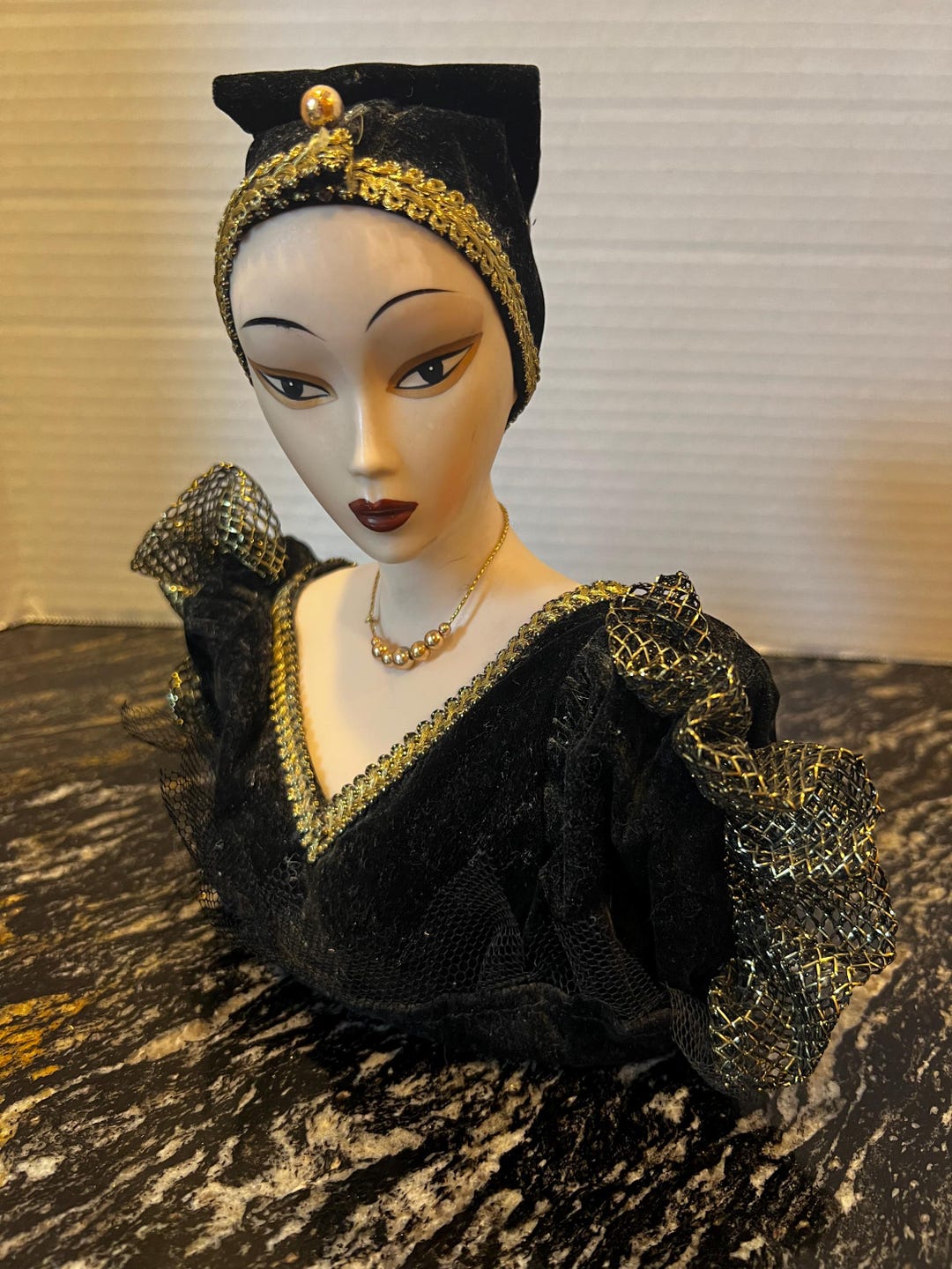 Vintage Porcelain Victorian Gypsy Doll Bust Bisque Figurine Hand ...