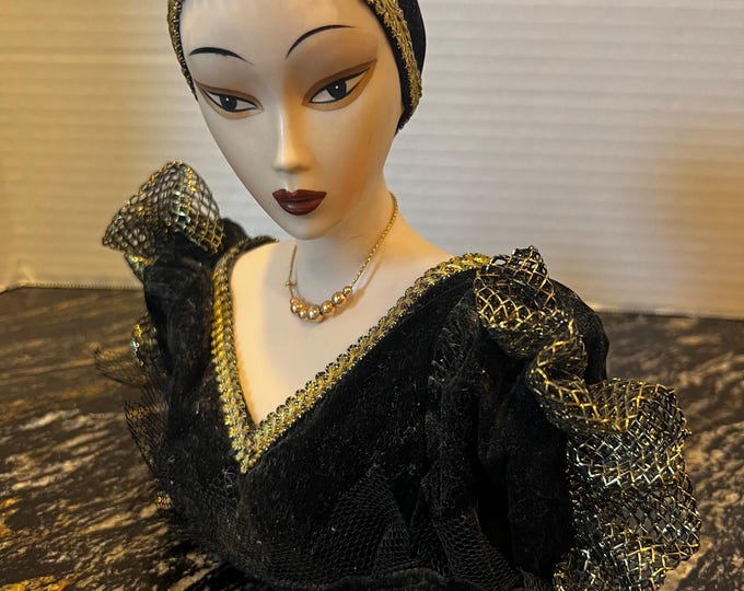 Vintage Porcelain Victorian Gypsy Doll Bust Bisque Figurine Hand ...