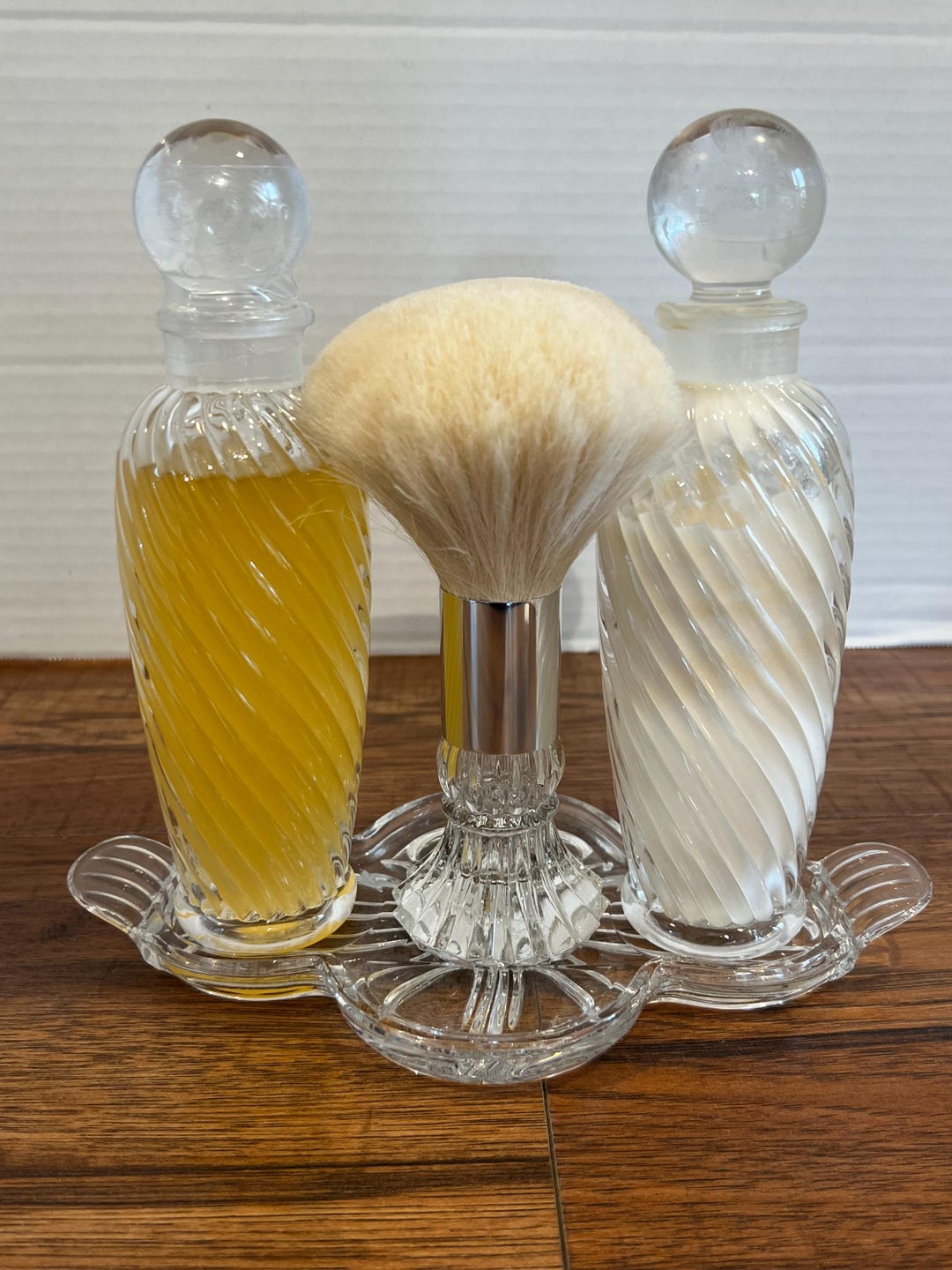 Vintage Lady Primrose Crystal Vanity Set: Duster, Bottles, Tray - Etsy