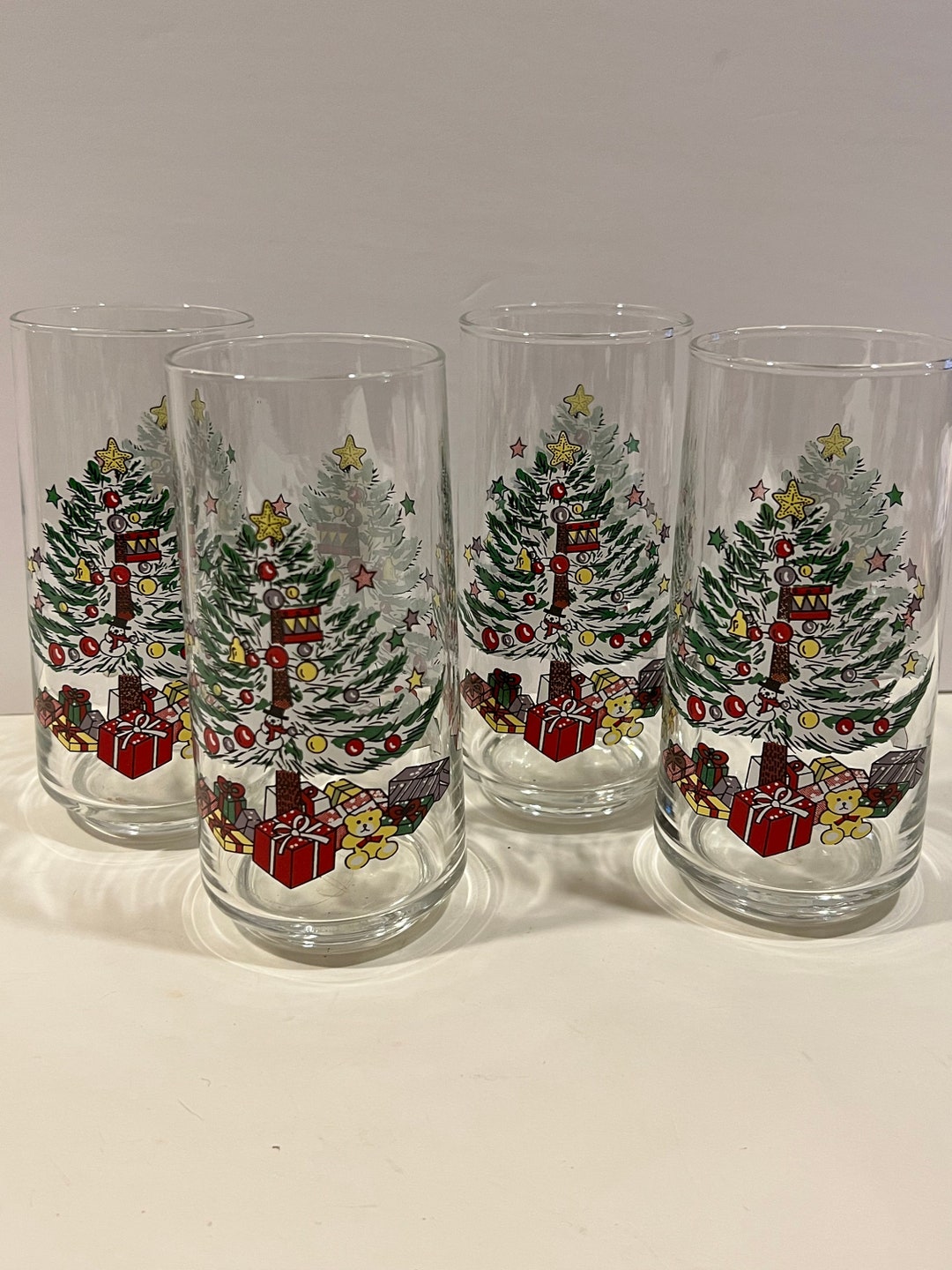 Set of 4 Luminarc Christmas Tree Cocktail Water Glasses Christmas Tree ...