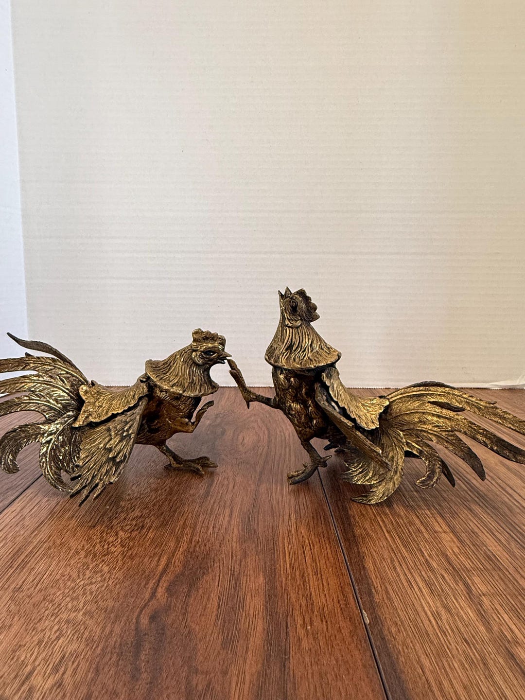 Rare Vintage Brass Fighting Roosters – Japanese Mid‑century Collectible ...