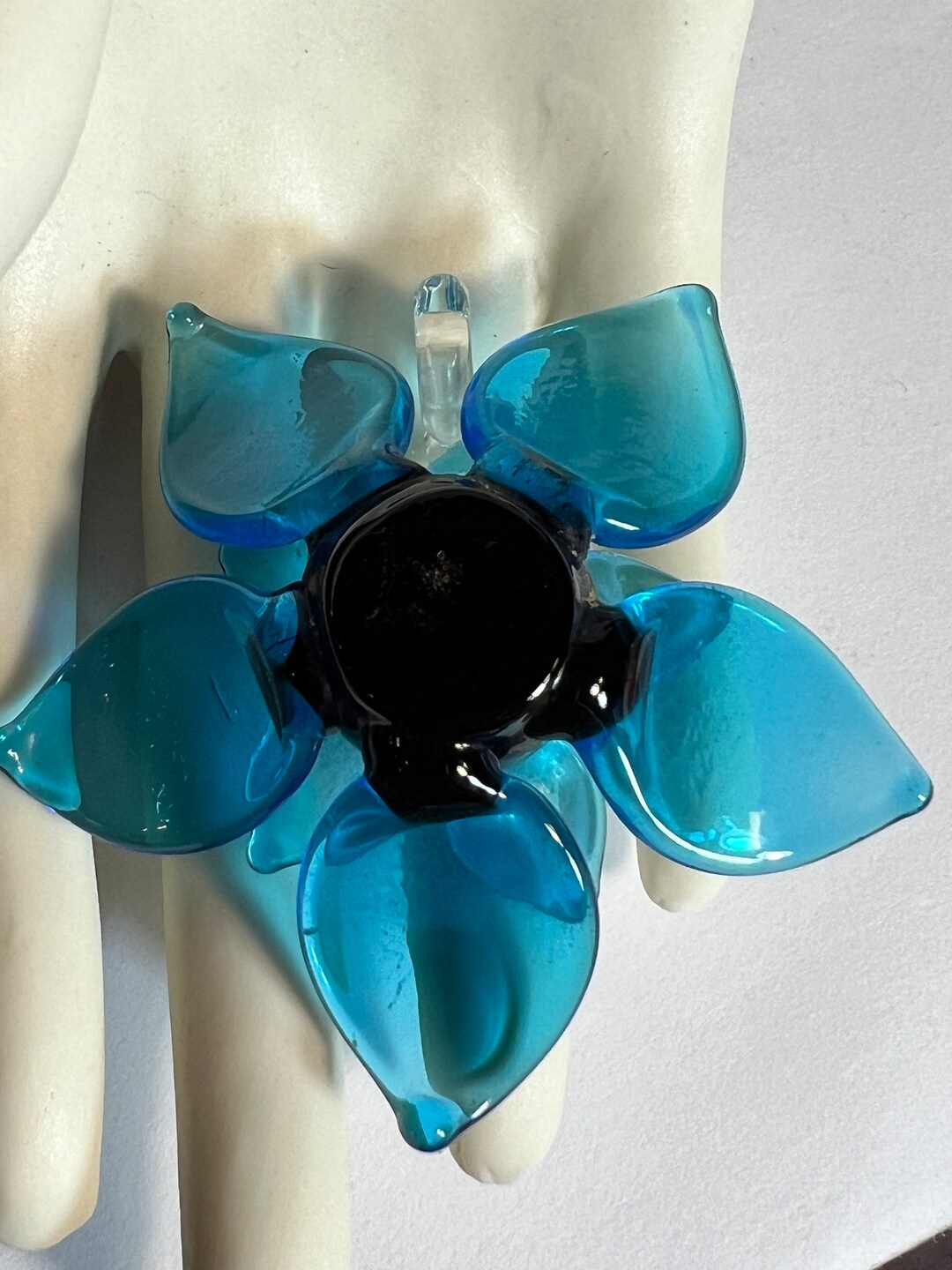Handmade Sky Blue Glass Flower Pendant Exquisite Vintage Manor House ...