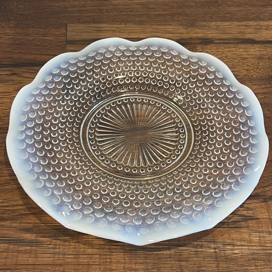 Vintage Moonstone Opalescent Hobnail Sandwich Plate 11 Anchor Hocking ...