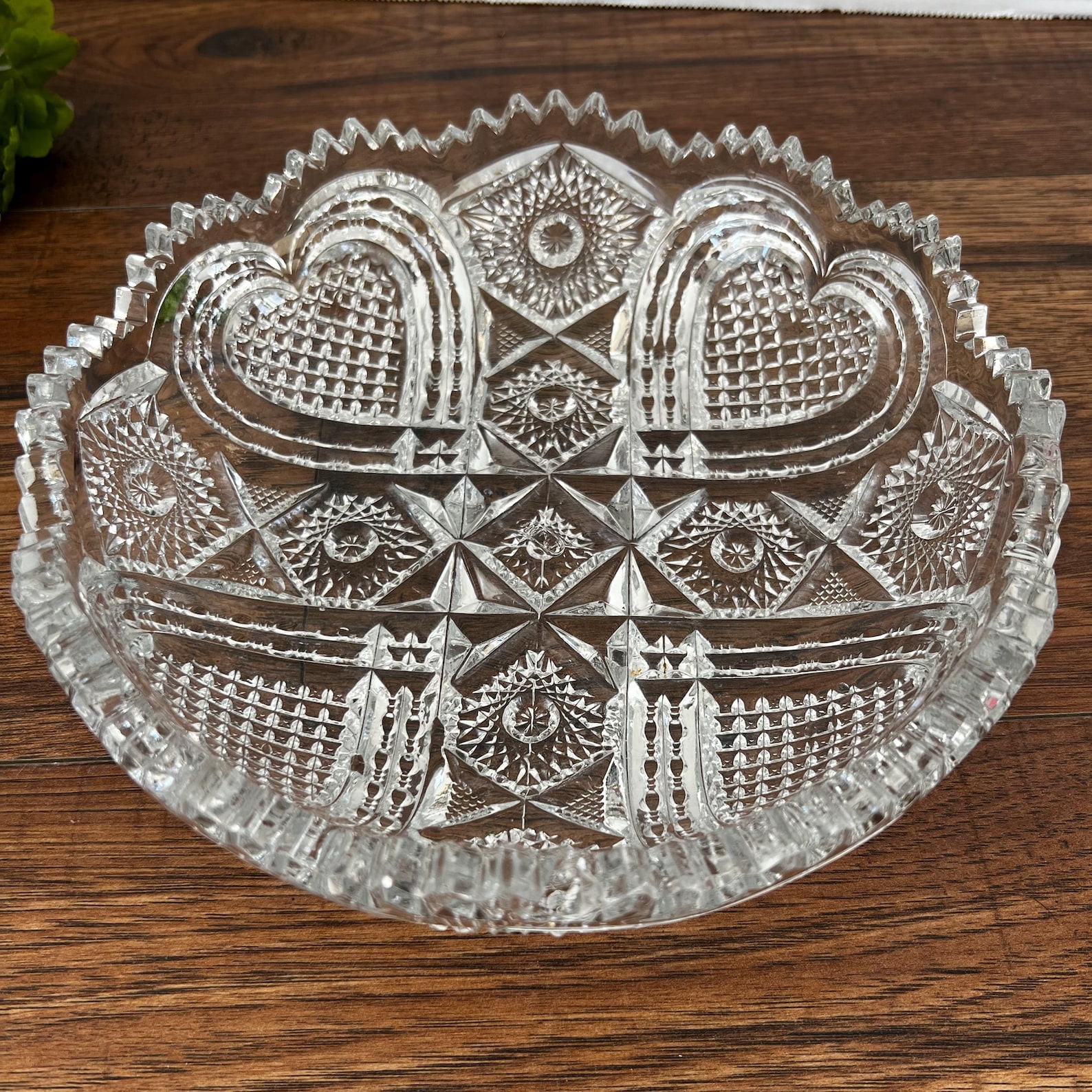 Vintage Imperial Glass Nucut "hearts" Round Bowl 1920s High-quality ...