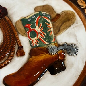 Rustic Western Rodeo Serving Tray, Vintage Ceramic Oval Platter W ...