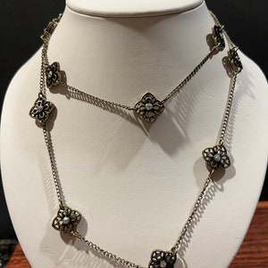 Premier Designs PD Necklace Flower Links Rhinestone Center Whimsical ...