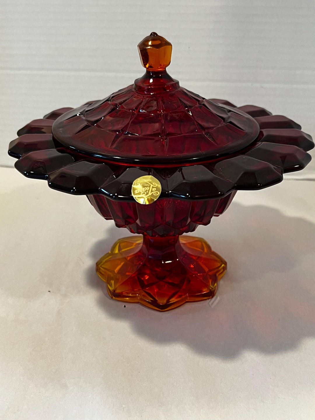 Vintage Indiana Tiara Glass Valencia Pedestal Amberina Bowl Rare Red ...