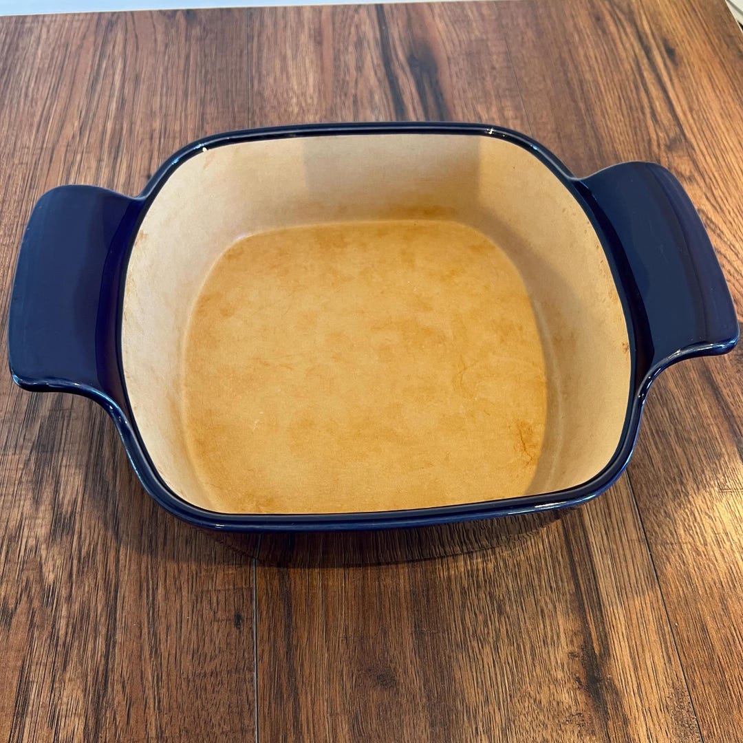 Pampered Chef 8-inch Square Baker – Blue Stoneware Casserole Dish ...