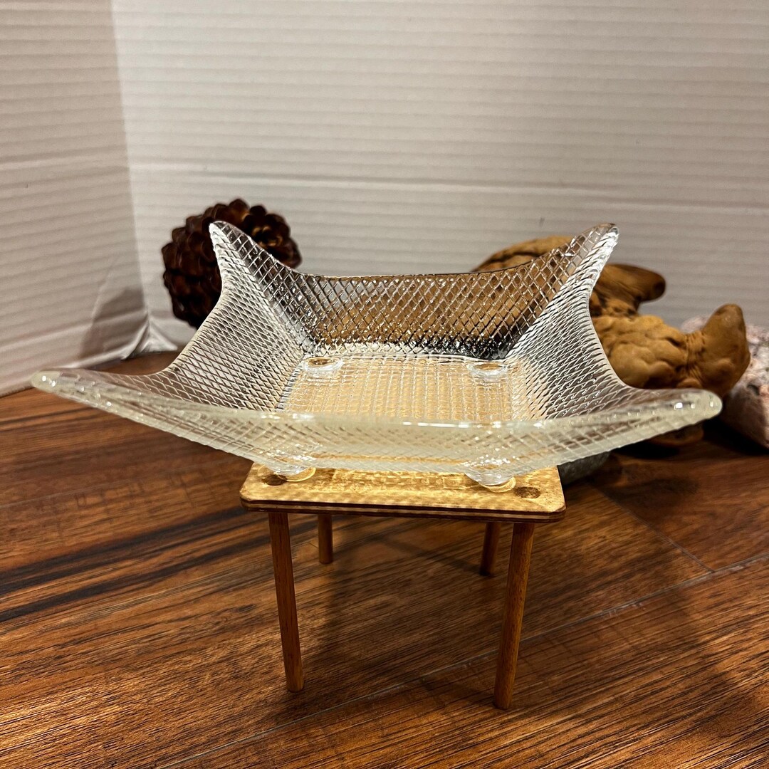 Rare MCM Star Square-shaped Glass Dish Vintage Pinched-edge Serving ...