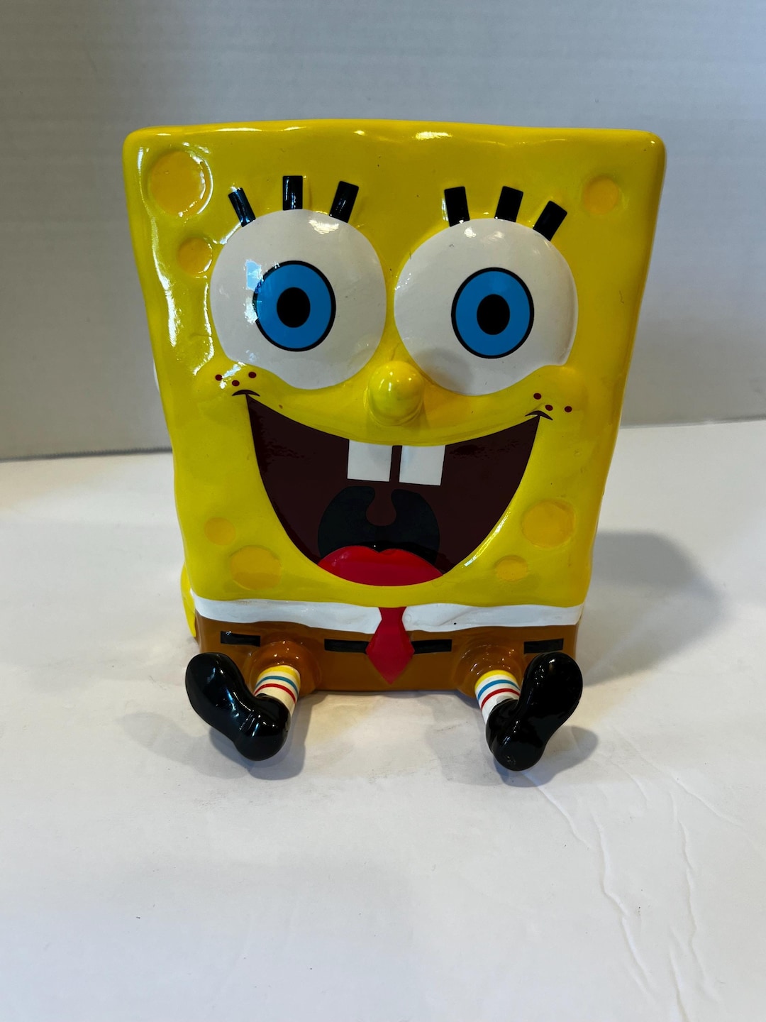 Vintage Spongebob Piggy Bank Large Yellow Ceramic Coin Bank Nursery ...