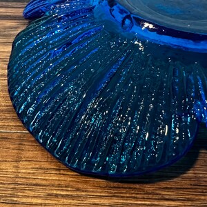 Vintage Blenko Blue Glass Flower Bowl MCM Petal-shaped Centerpiece ...