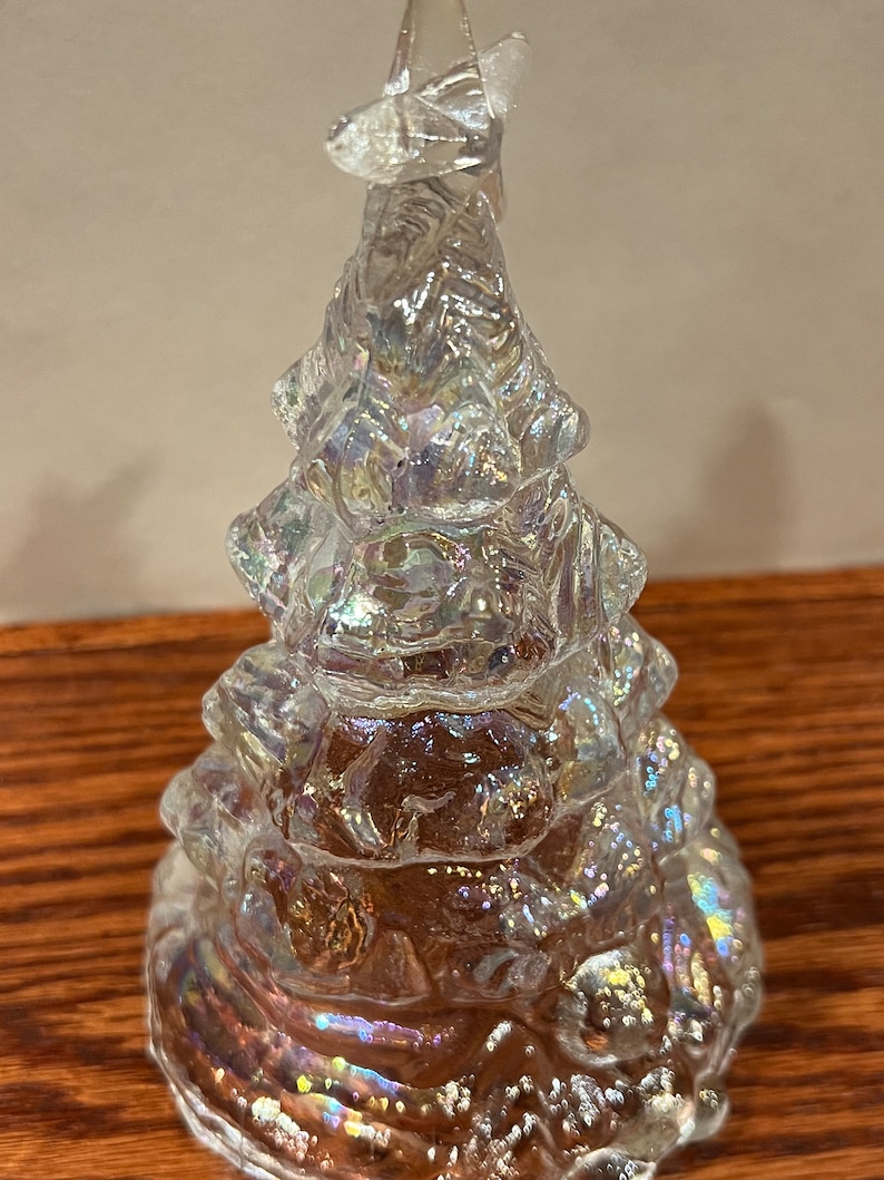 Vintage Carnival Glass Clear Glass Iridescent Christmas Tree With ...