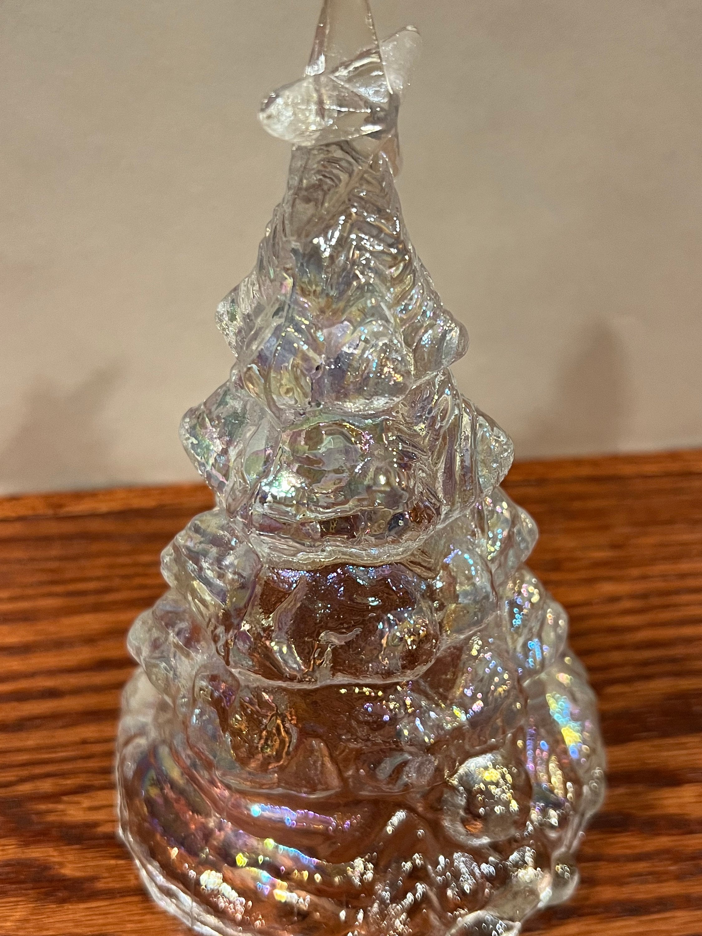 Vintage Carnival Glass Clear Glass Iridescent Christmas Tree With ...