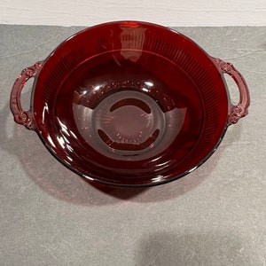 Vintage Ruby Red Glass Serving Plate, 8" Anchor Hocking Handled Dish ...