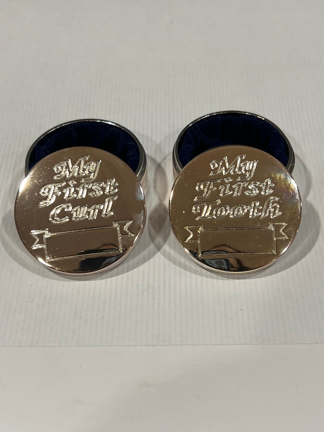 My First Tooth & Curl Button Velvet Keepsake Boxes Set of 2 Silver Tone ...