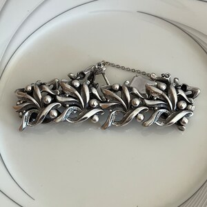 Tortolani Silver Tone Floral Link Wide Bracelet: Exquisite 8" Textured ...