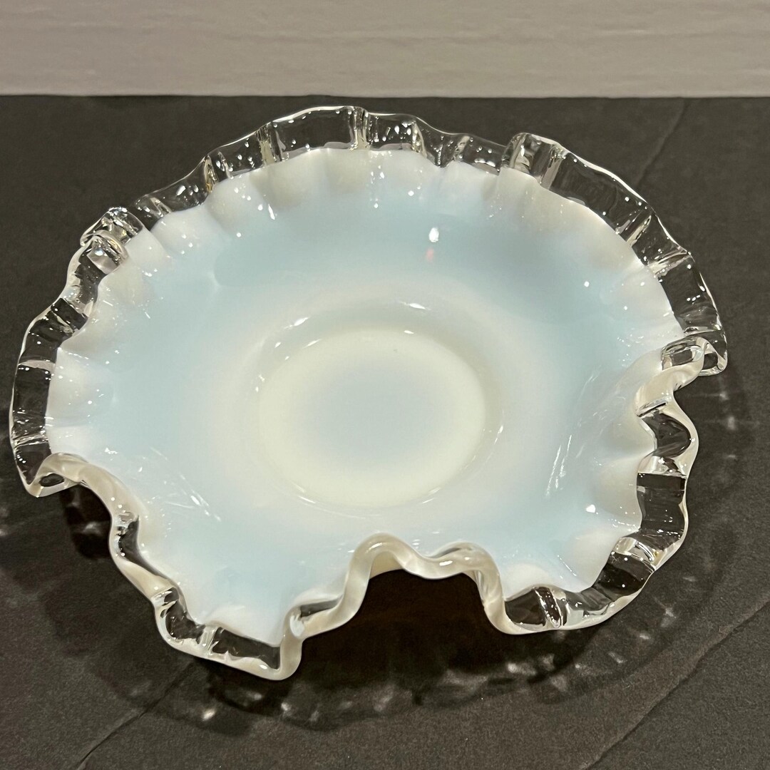 Vintage Fenton Silvercrest Glass Opalescent Candy Bonbon Trinket Dish ...