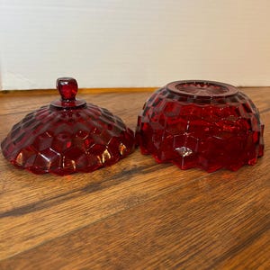 Vintage Indiana Cubist Ruby Red Fostoria Whitehall Candy Dish | MCM ...