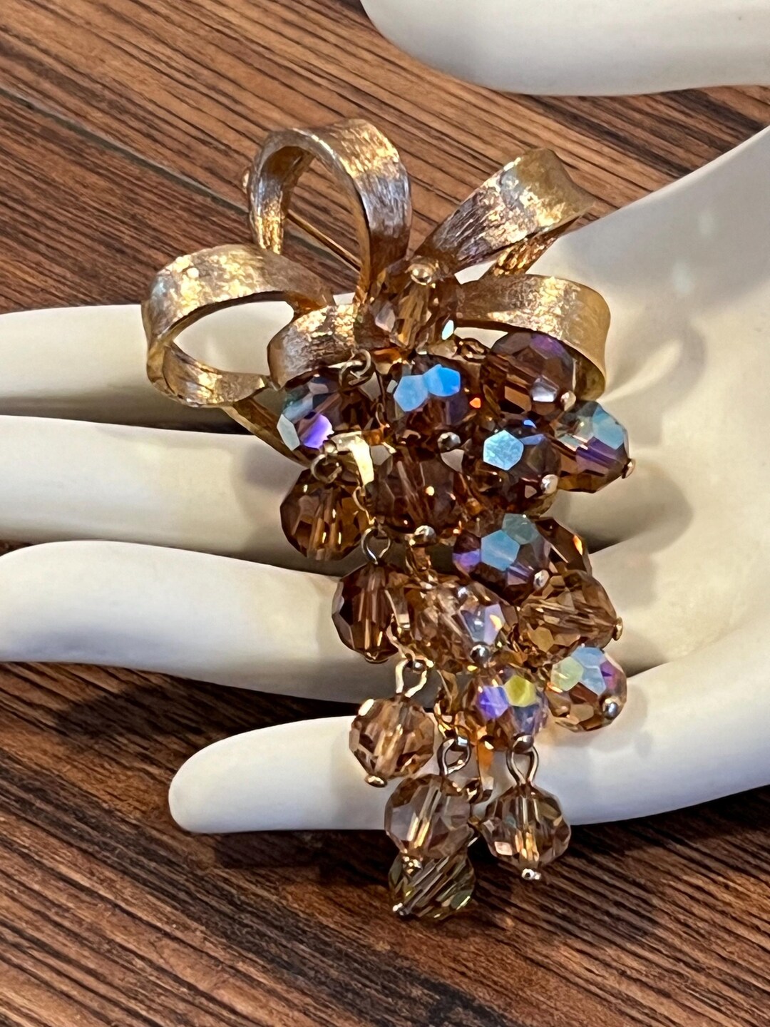 Vintage Juliana Aurora Borealis Brooch, Purple Golden Grape Cluster ...