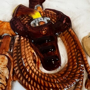 Rustic Western Rodeo Serving Tray, Vintage Ceramic Oval Platter W ...