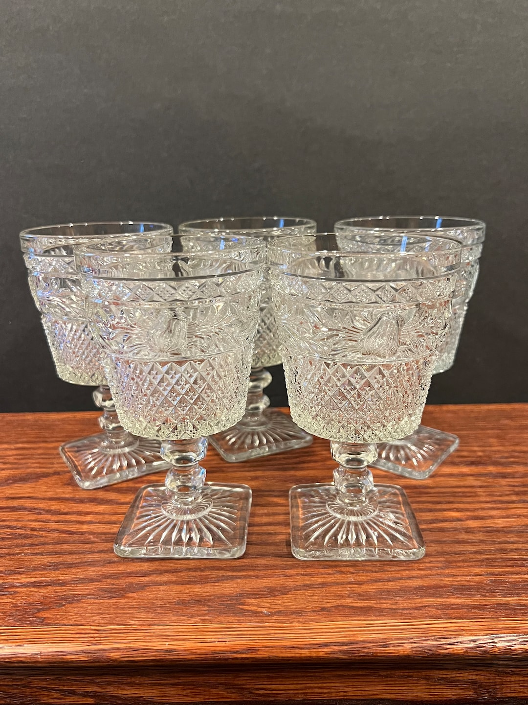 5 Elegant Imperial Crystal Cape Cod Glasses, Vintage-inspired Water ...